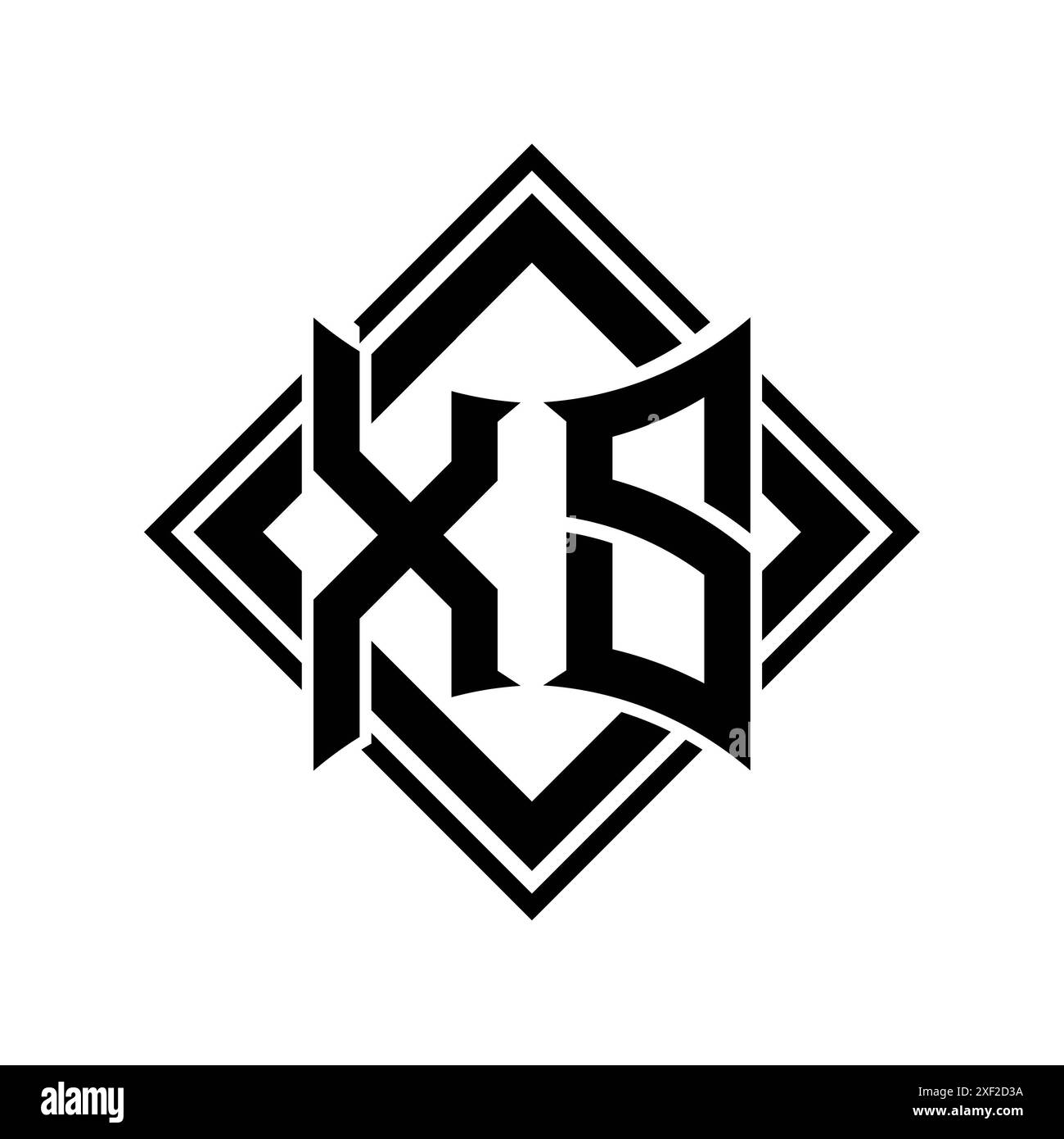 XS Letter logo with abstract shield shape with square black outline on ...