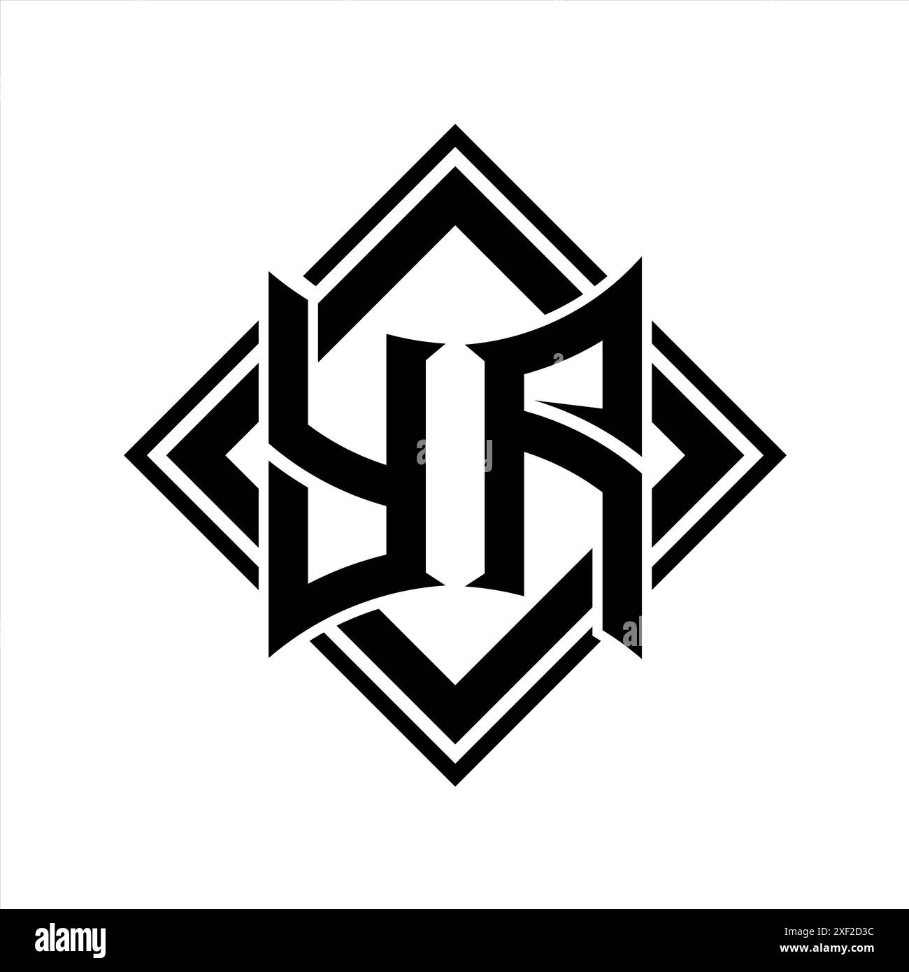 YA Letter logo with abstract shield shape with square black outline on ...