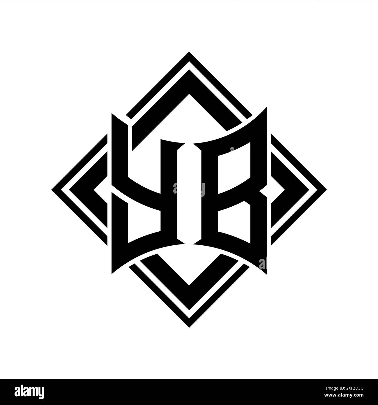 YB Letter logo with abstract shield shape with square black outline on ...