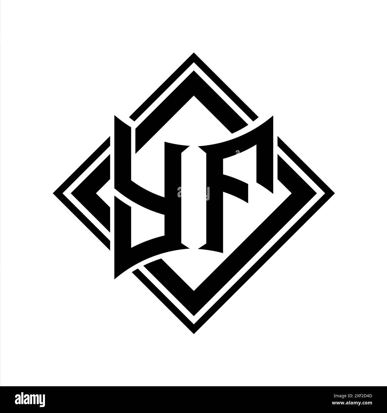 YF Letter logo with abstract shield shape with square black outline on ...