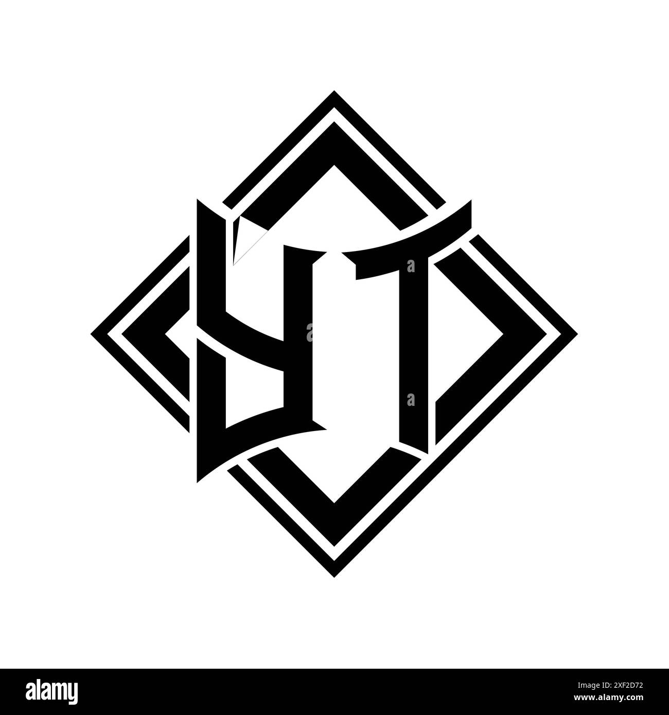 YT Letter logo with abstract shield shape with square black outline on ...