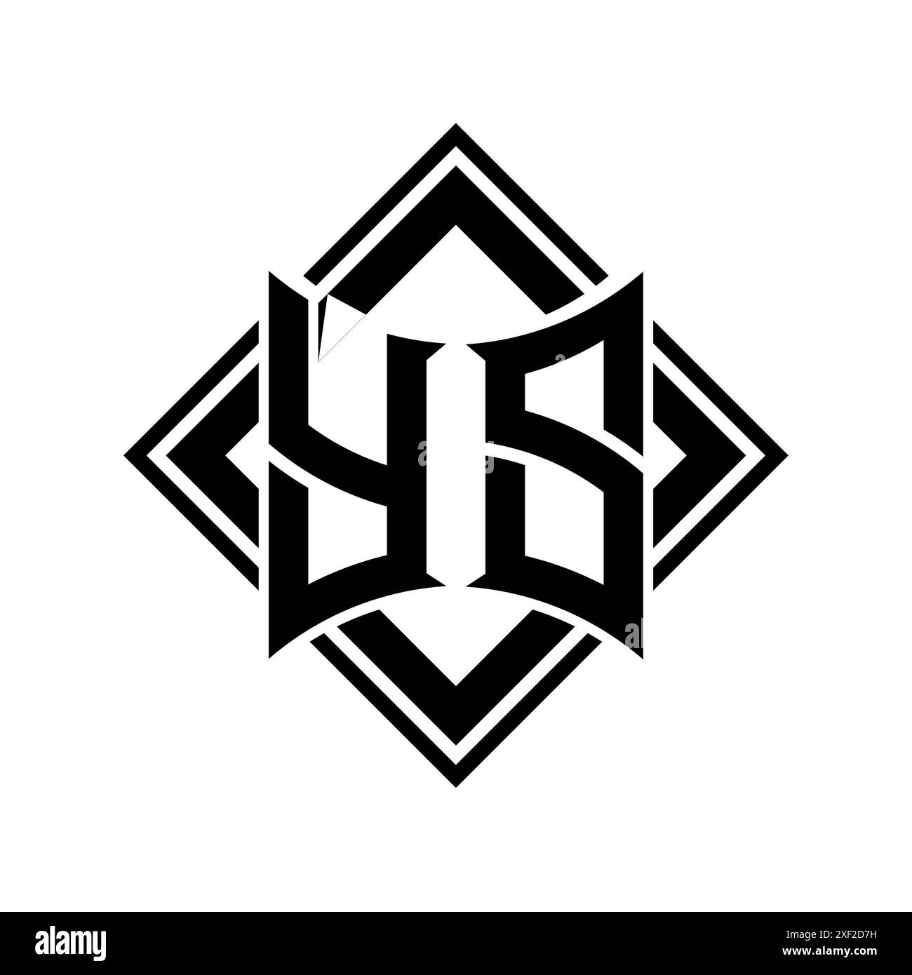 YS Letter logo with abstract shield shape with square black outline on ...