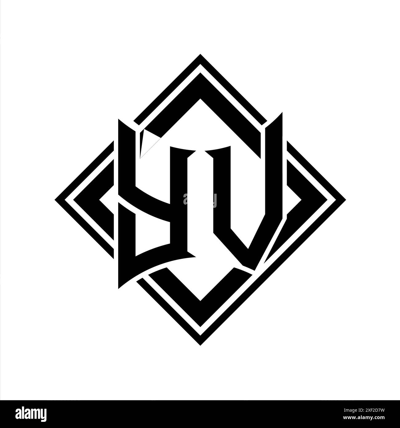 YV Letter logo with abstract shield shape with square black outline on ...