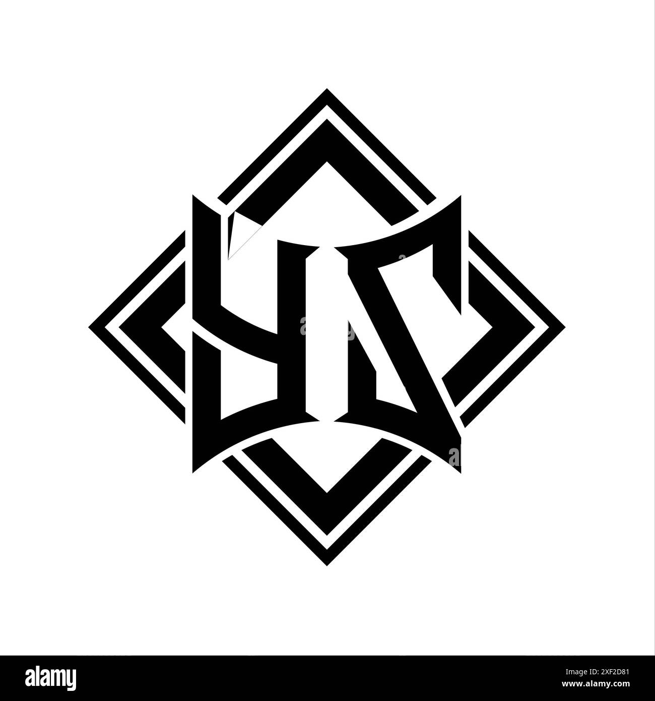 YZ Letter logo with abstract shield shape with square black outline on ...