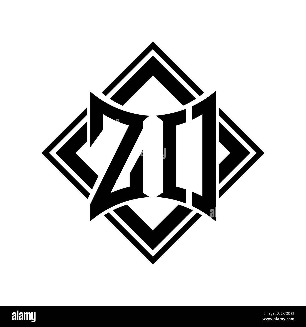 ZO Letter logo with abstract shield shape with square black outline on ...