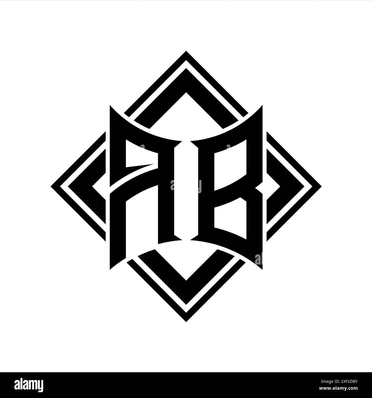 AB Letter logo with abstract shield shape with square black outline on ...