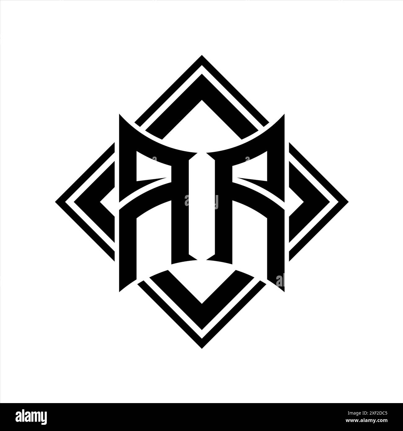 AA Letter logo with abstract shield shape with square black outline on ...