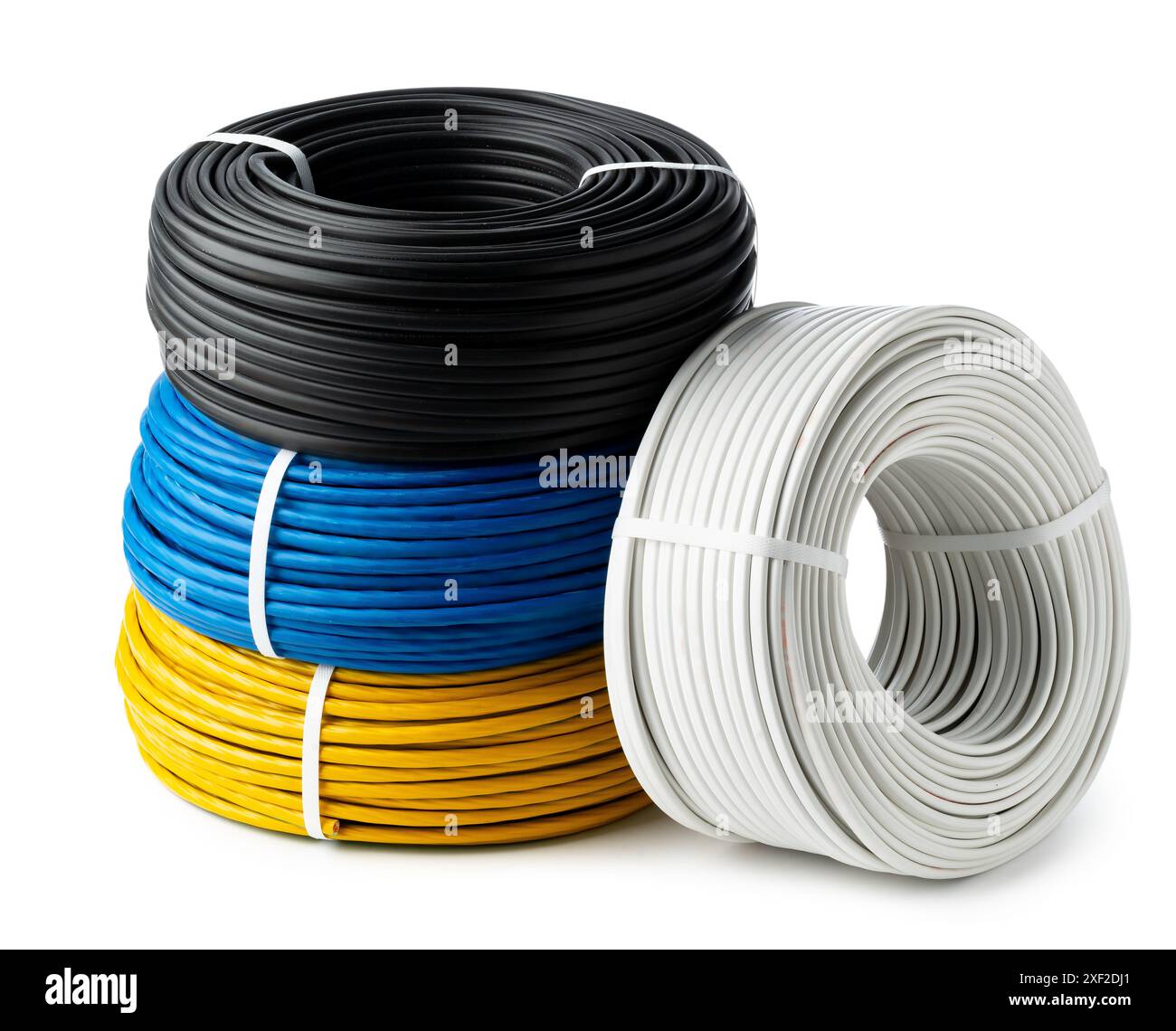 Three Spools of Electrical Wire on White Background Stock Photo - Alamy