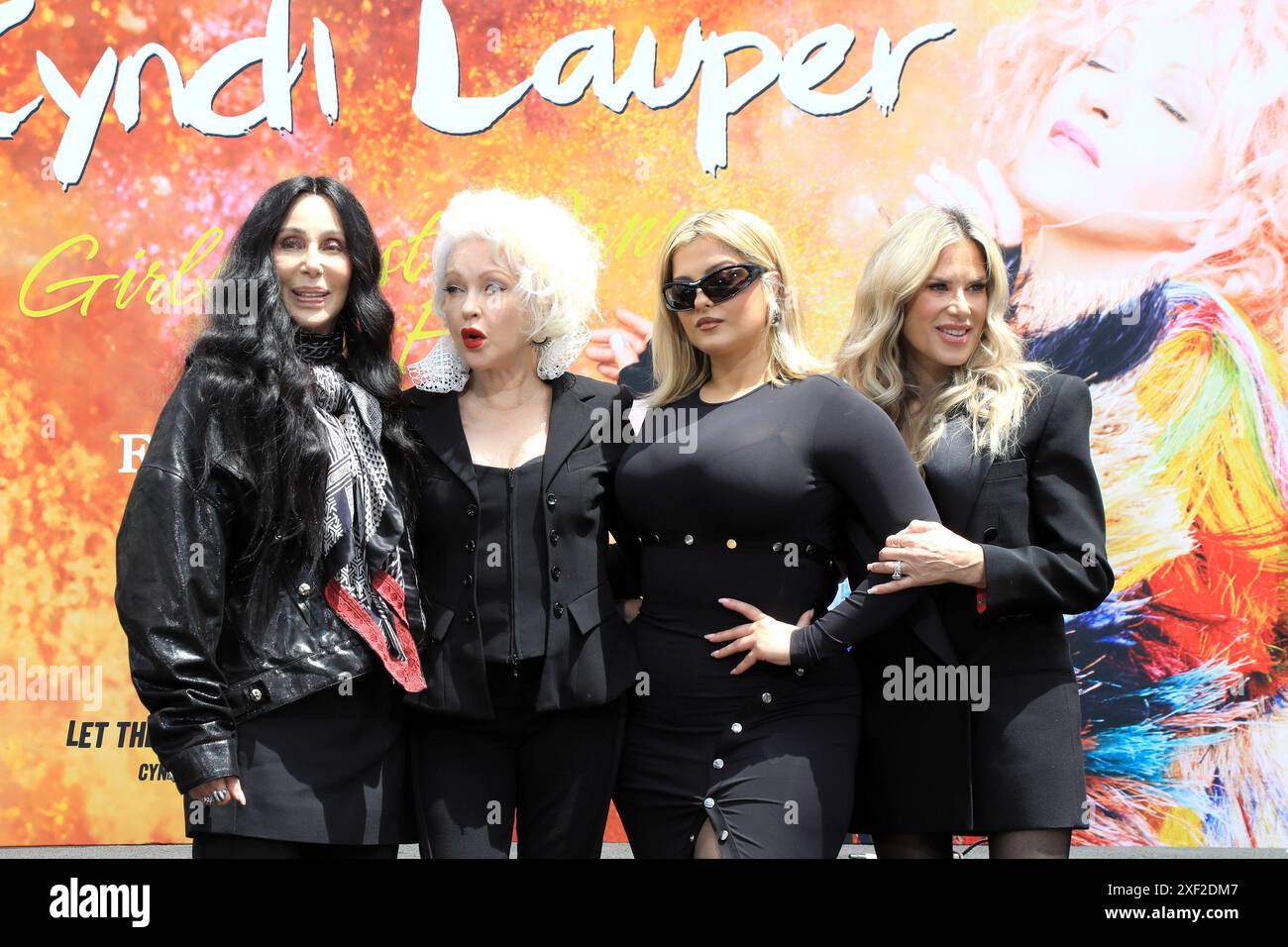LOS ANGELES - JUN 4: Cher, Cyndi Lauper, Bebe Rexha, Ellen K at the Cyndi Lauper Hand And ...