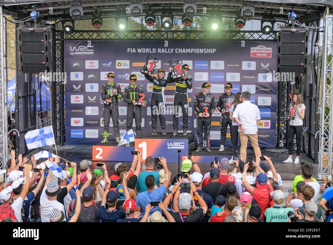 , Celebrating The Final Podium rally2, During Fia World Rally Championship Wrc Orlen 80Th Rally ...