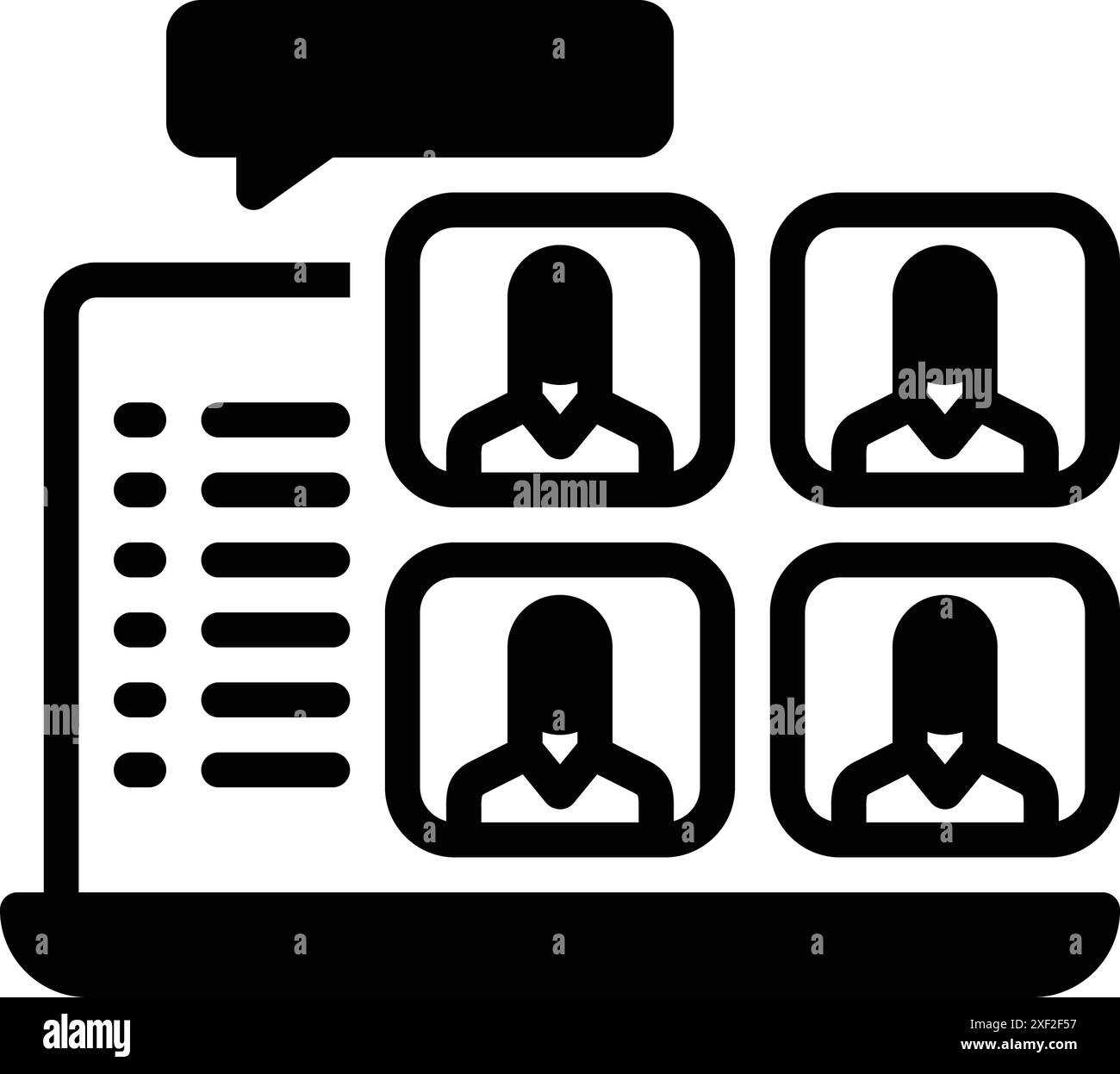 Group video chat icon Black and White Stock Photos & Images - Alamy