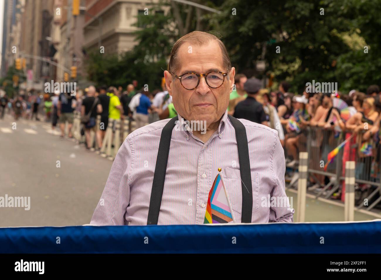 NEW YORK, NEW YORK - JUNE 30: Congressman Jerry Nadler (C) participates ...