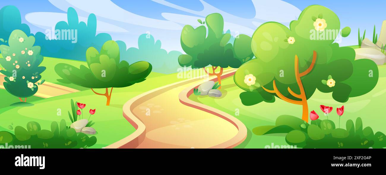 Path forest woods trees green Stock Vector Images - Alamy