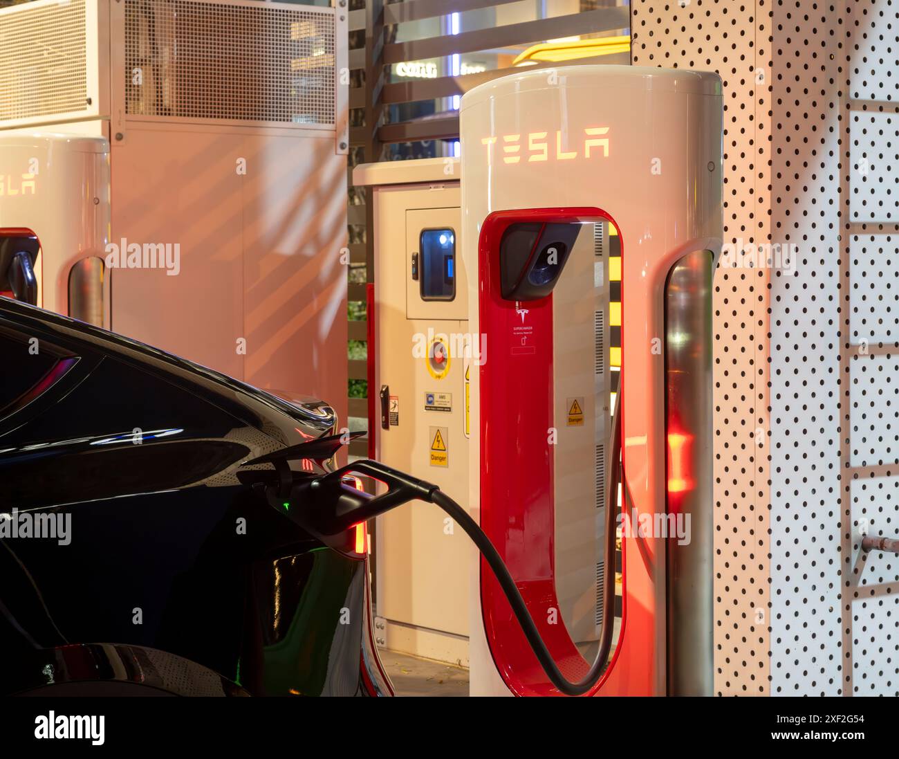 Tesla electric vehicle charging points, Thailand Stock Photo - Alamy