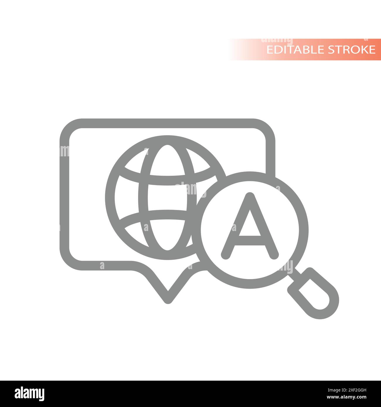 Online translator and dictionary icon. Translation with magnifying ...