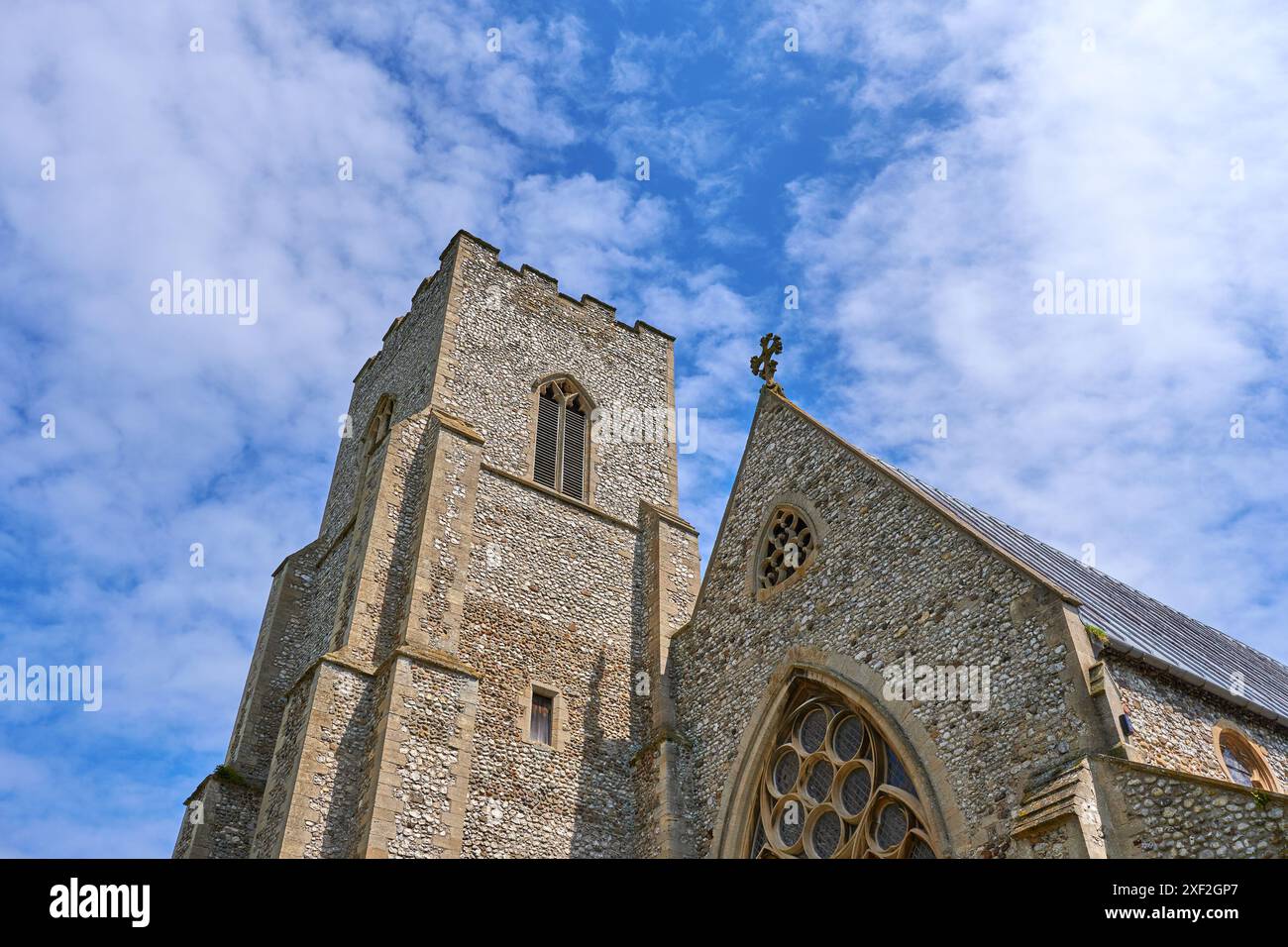 Tall village church tower example Stock Photo - Alamy