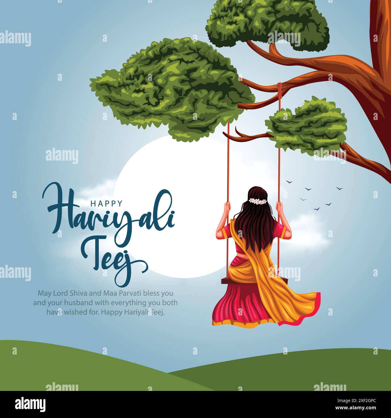 indian festival Happy Haryali Teej and Hartalika Teej. abstract vector ...