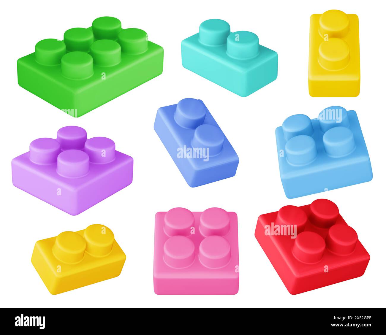 Plastic constructor bricks set isolated on white background. Vector ...