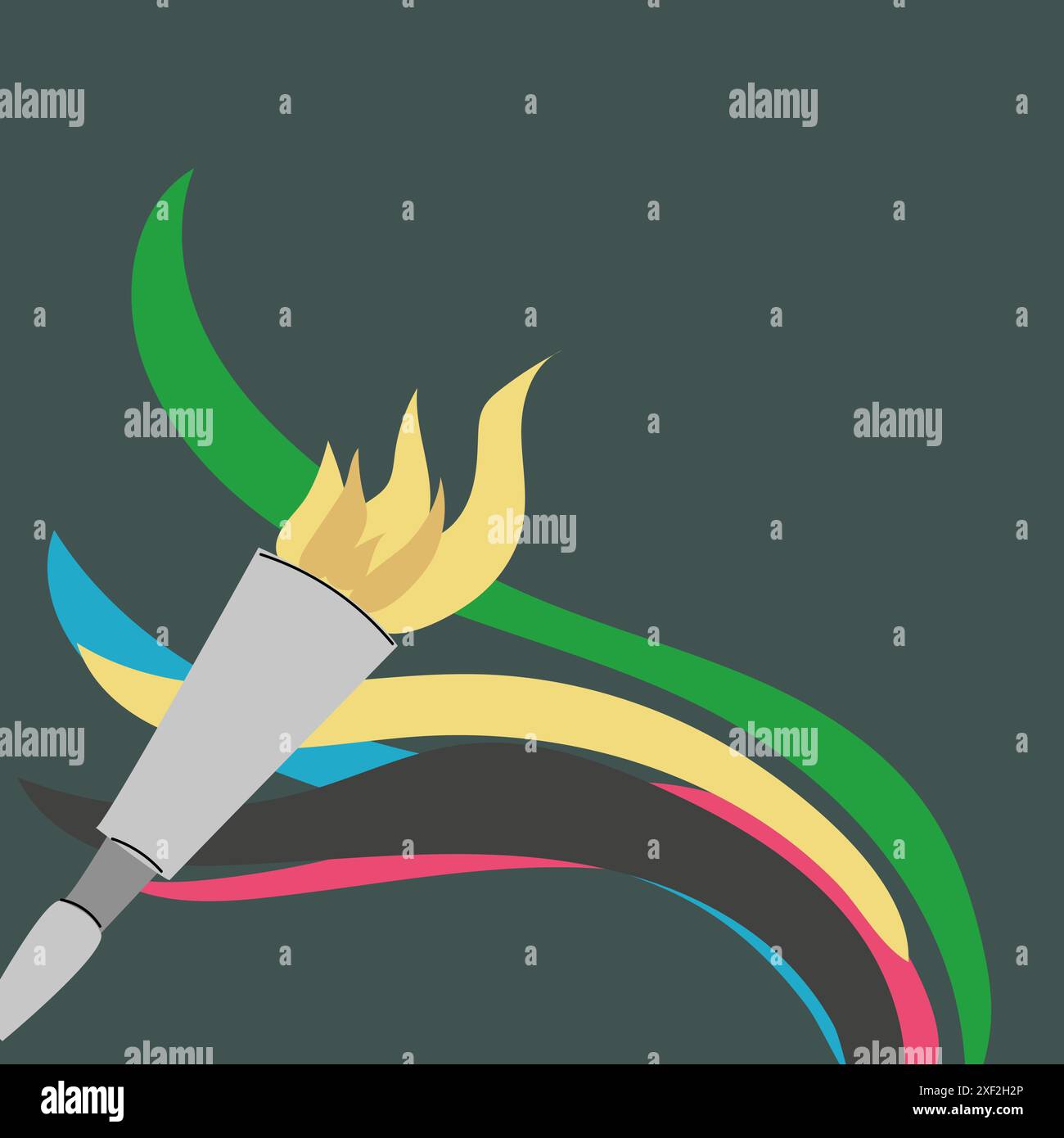 Sport torch with colorful wavy stripes banner. For invitation, flyers ...