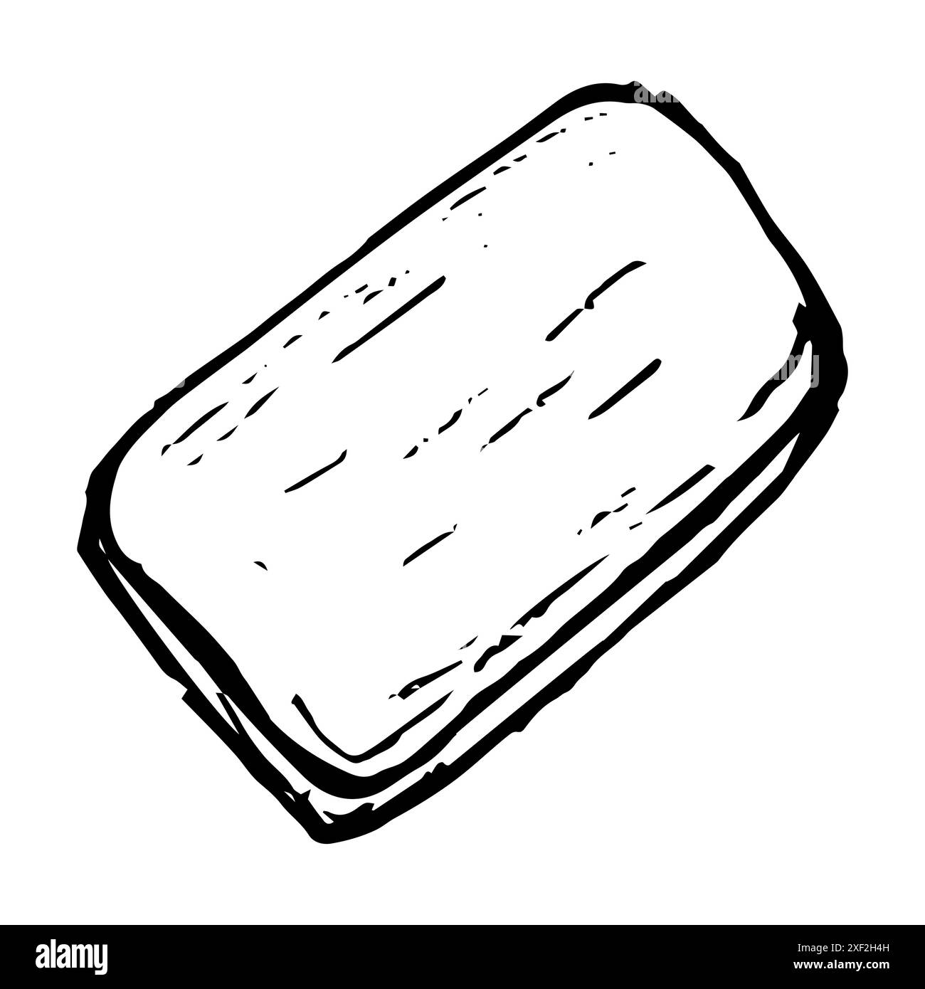 Hand drawn sketch style cutting wooden board. Rectangular board with ...