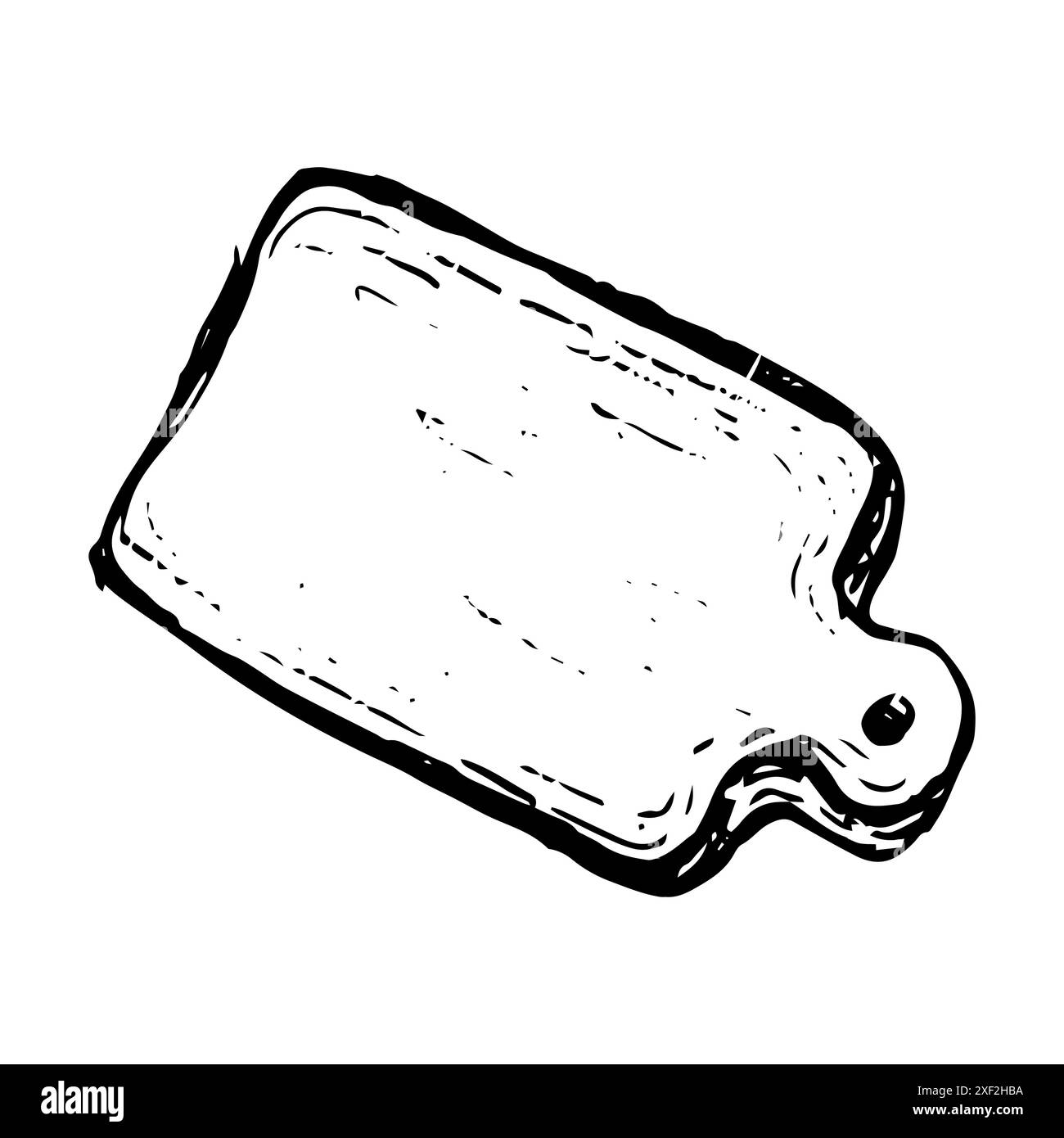 Hand drawn sketch style cutting wooden board. Rectangular board with ...