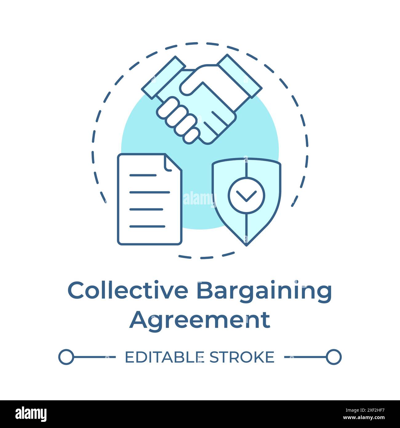 Collective bargaining agreement soft blue concept icon Stock Vector ...