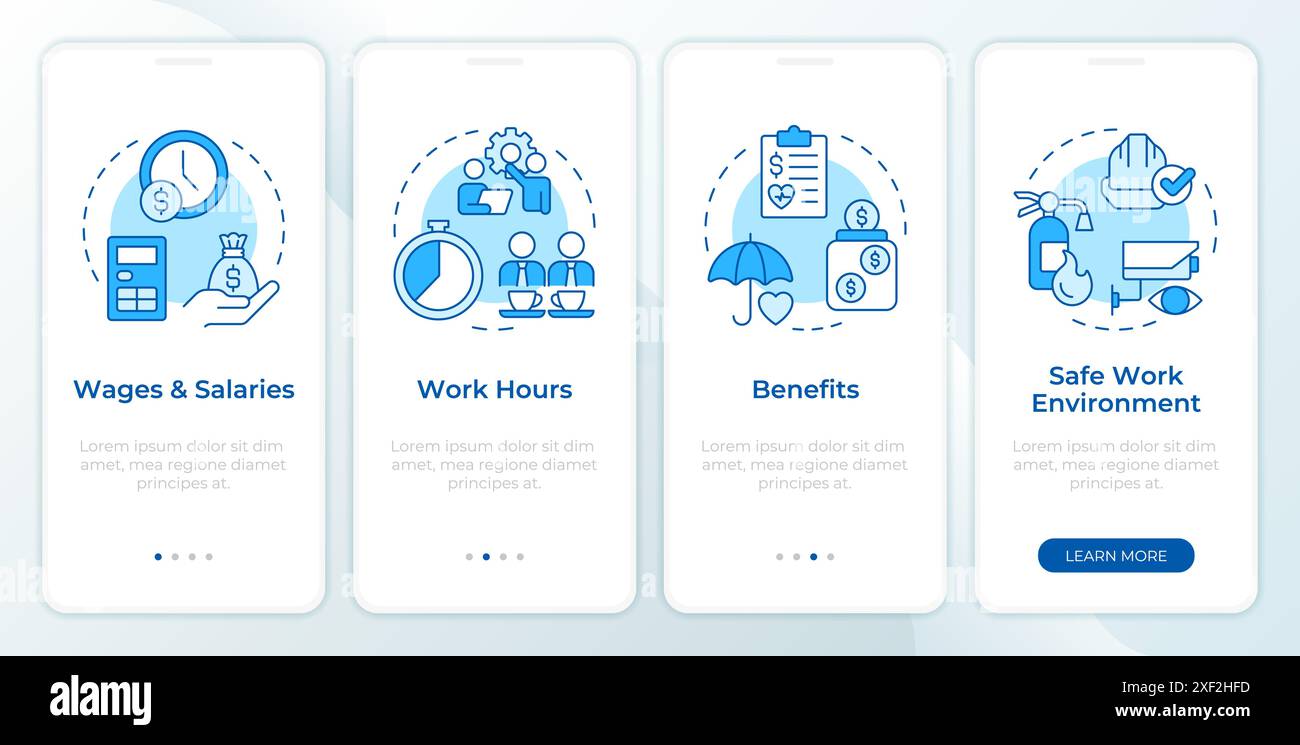Employee workflow organization blue onboarding mobile app screen Stock ... Employee workflow organization blue onboarding mobile app screen Stock ...