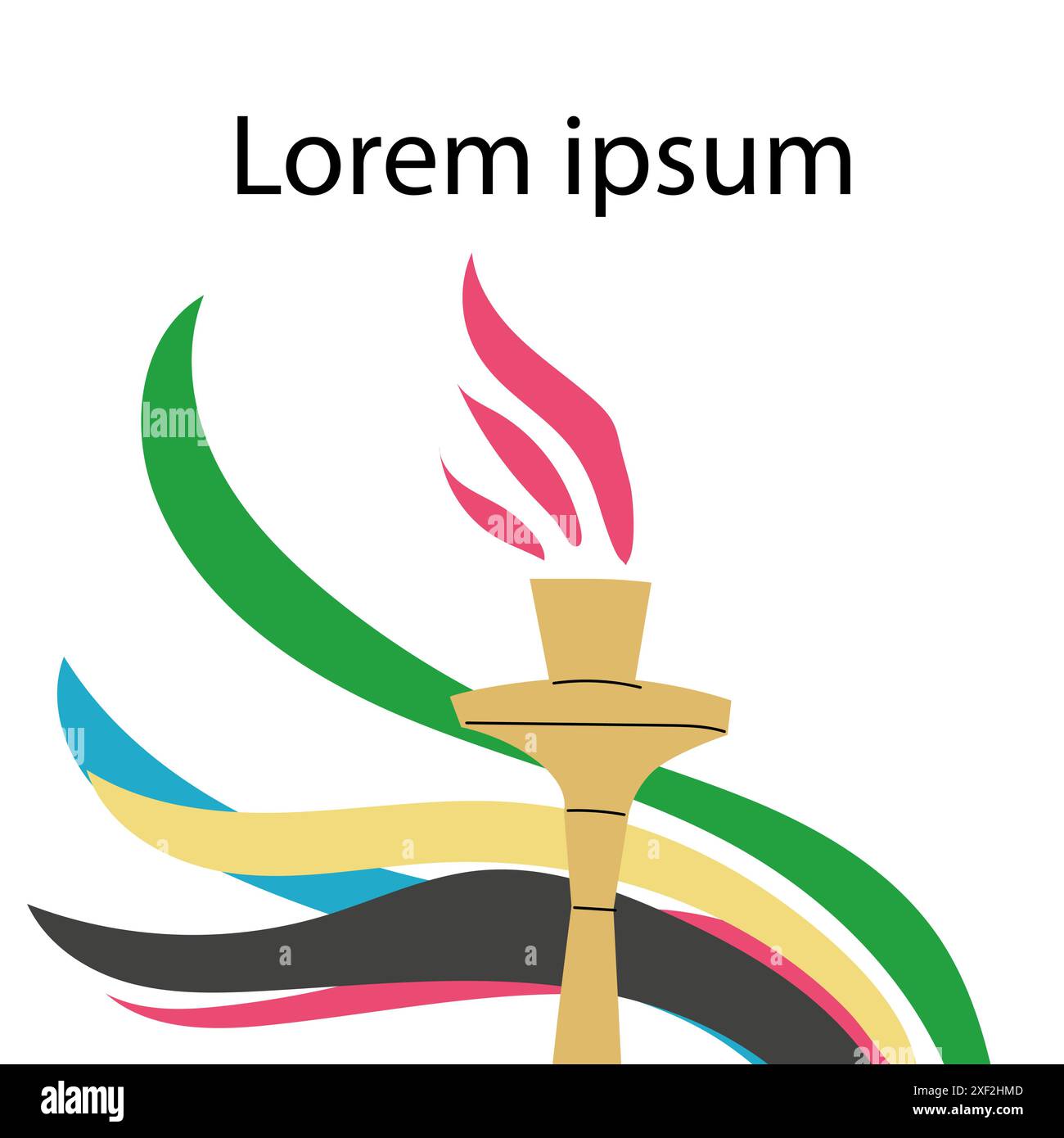 Sport torch with colorful wavy stripes banner. For invitation, flyers ...