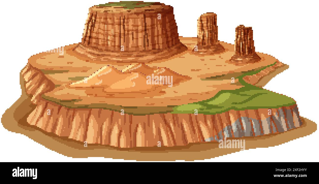 Illustration of desert landform with mesas and buttes Stock Vector ...