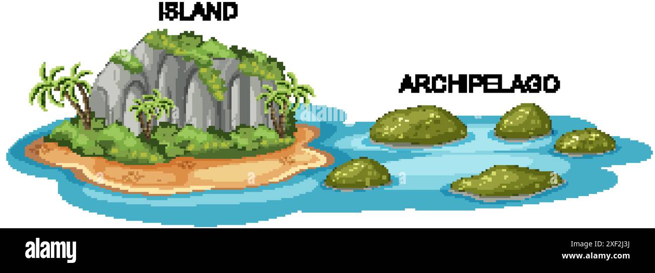 Vector illustration of an island and archipelago Stock Vector Image ...