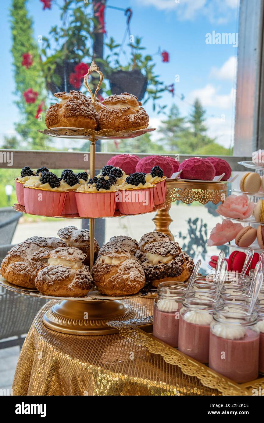 Empty Wedding Reception Hall With Dessert Display Stock Photo - Alamy