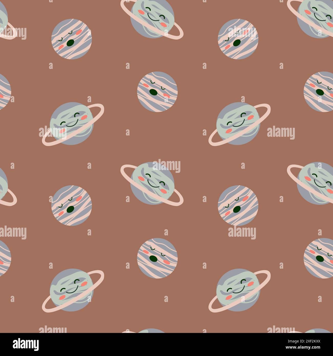 Childrens adventure pattern with cosmic objects and galaxy elements, cute planets. Seamless ...