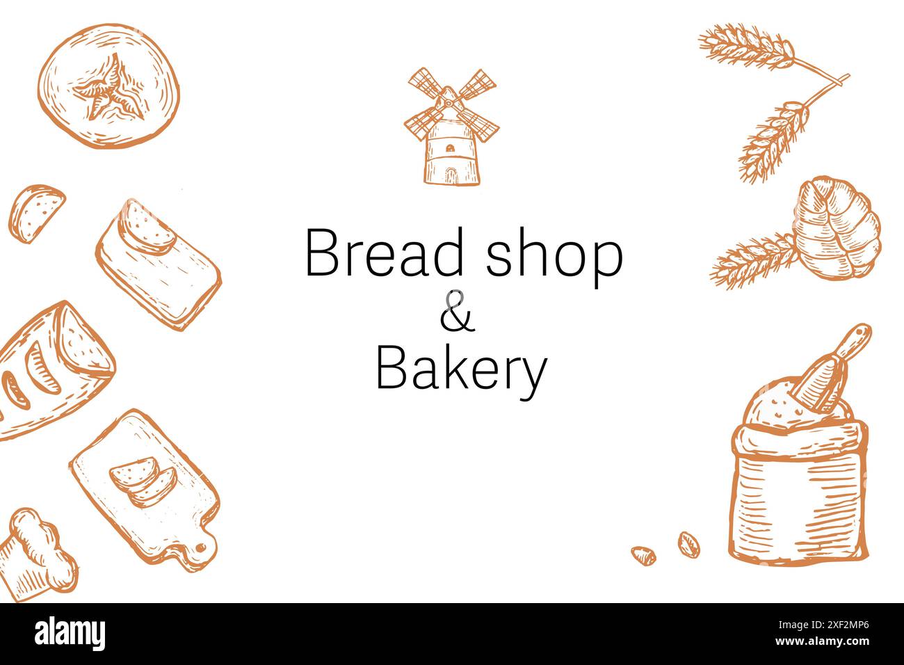 Breads shop banner in retro style. Engraved elements background for ...