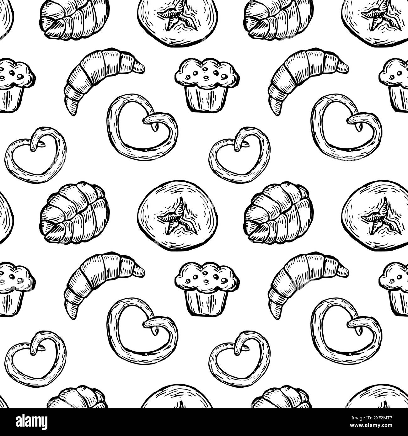 Bakery bread pattern in retro style. Vintage breads shop endless ...