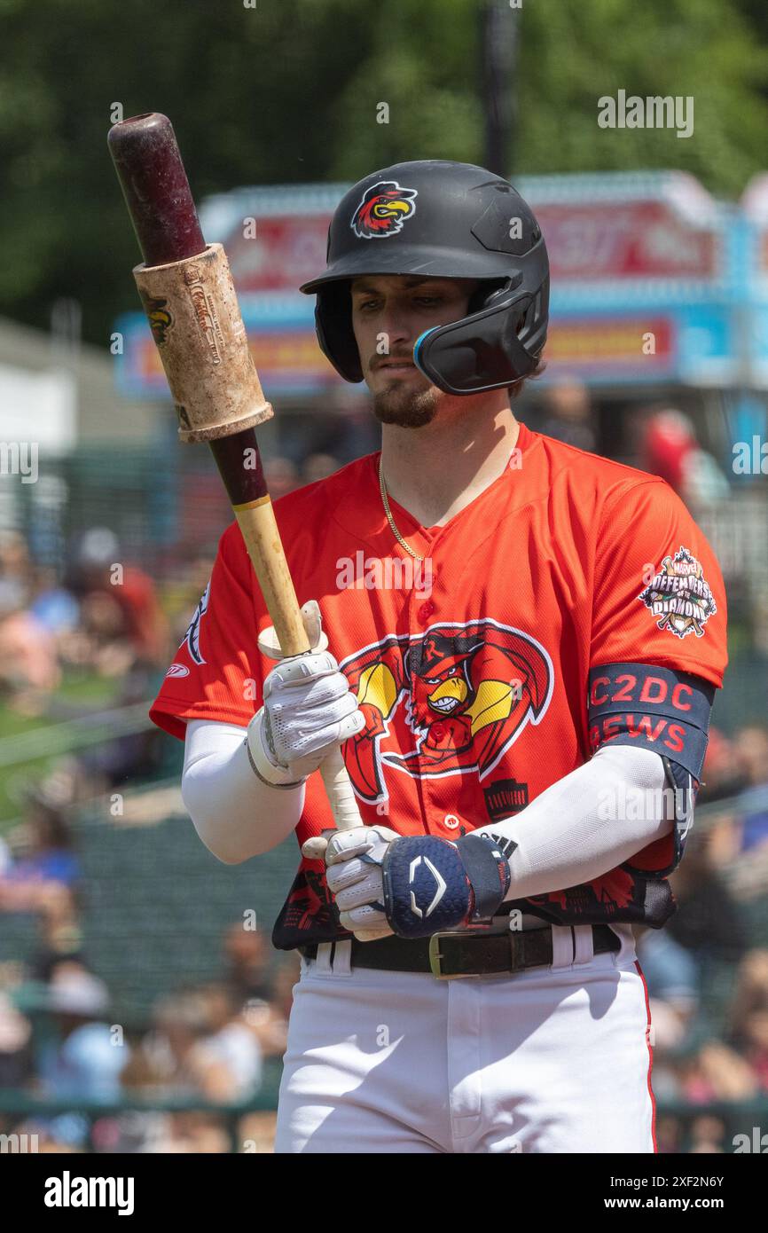 June 30th, 2024: Rochester Red Wings outfielder Dylan Crews (4) looks ...