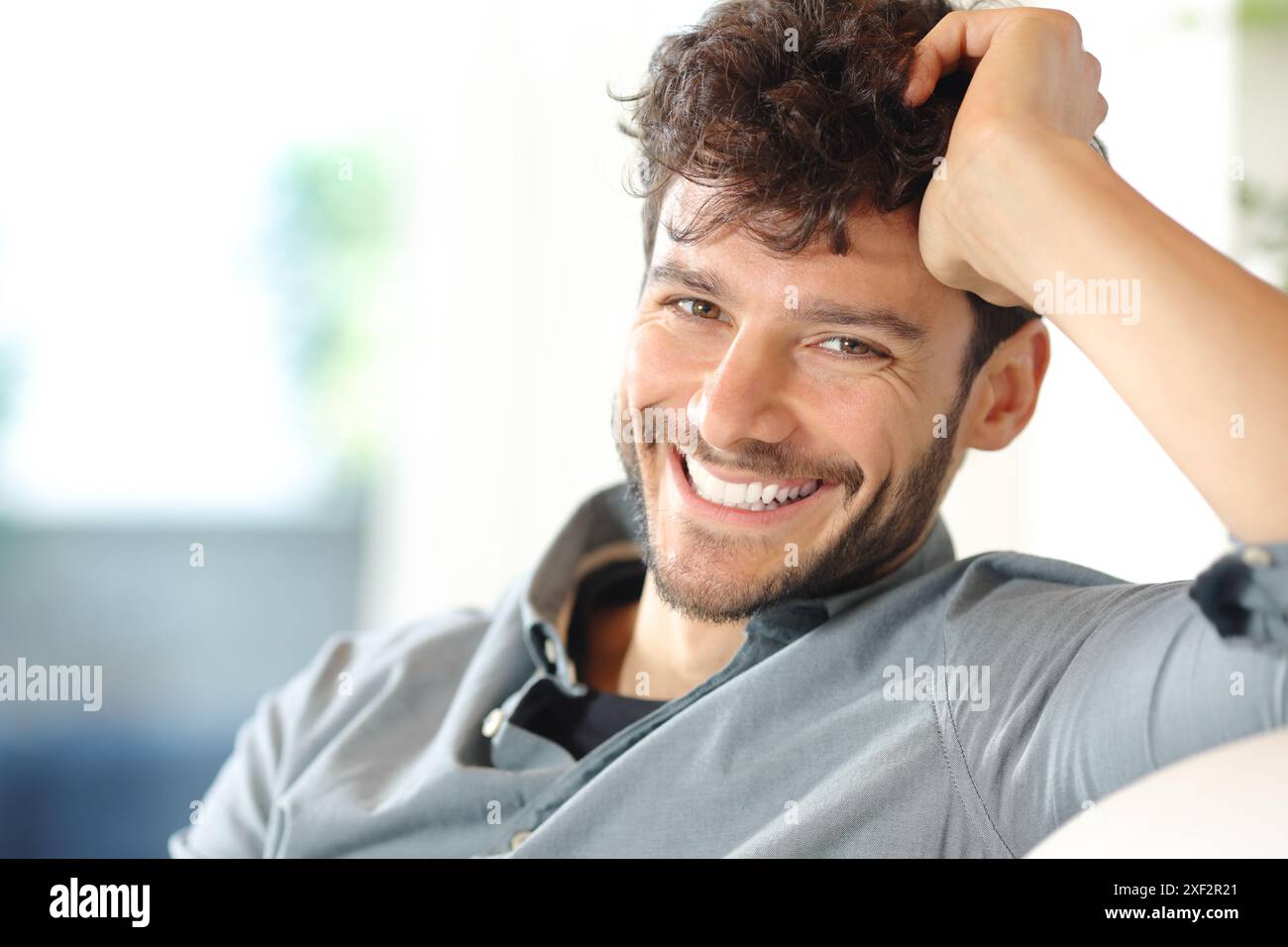 Happy man smile face hi-res stock photography and images - Alamy