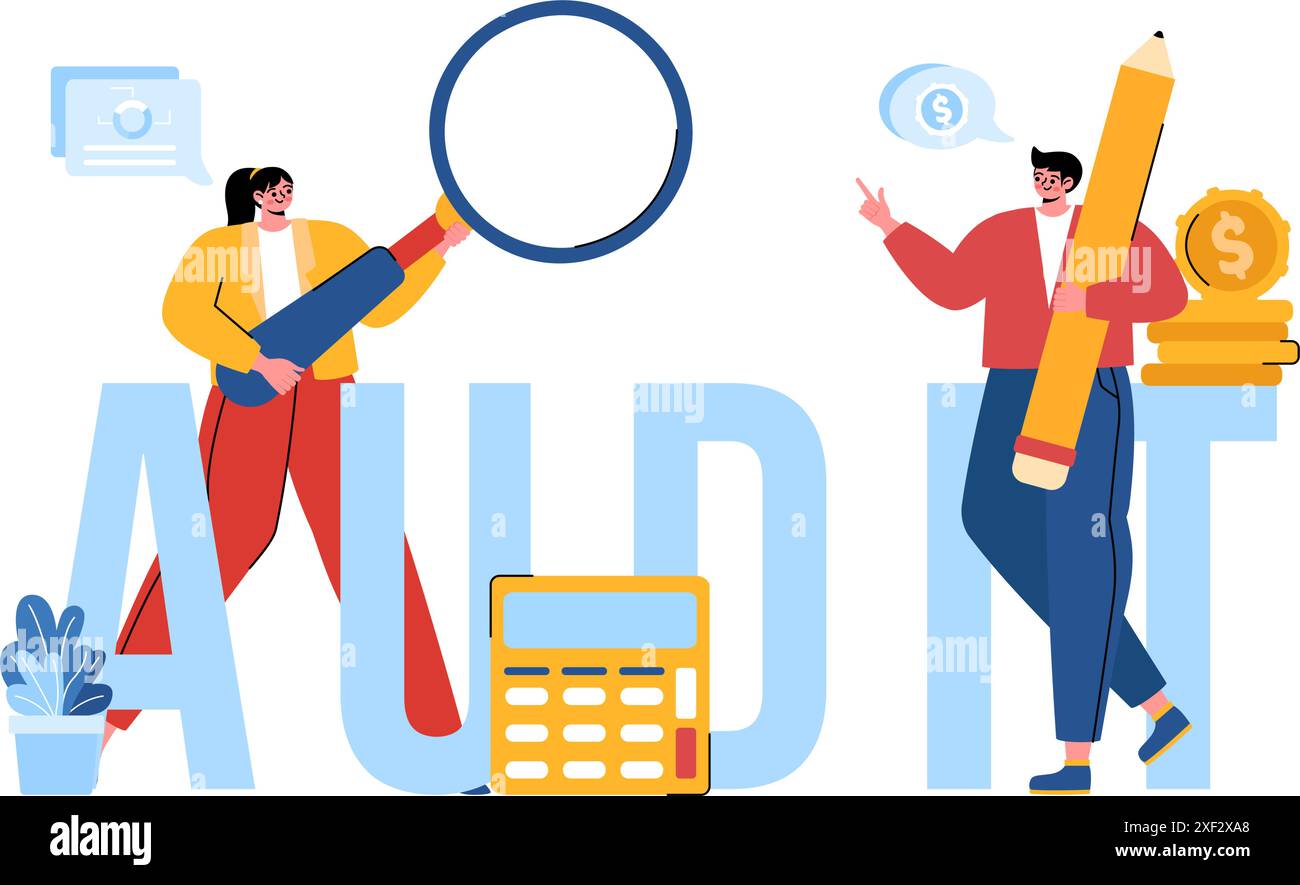 Business Audit Documents Vector Illustration with Charts, Accounting ...