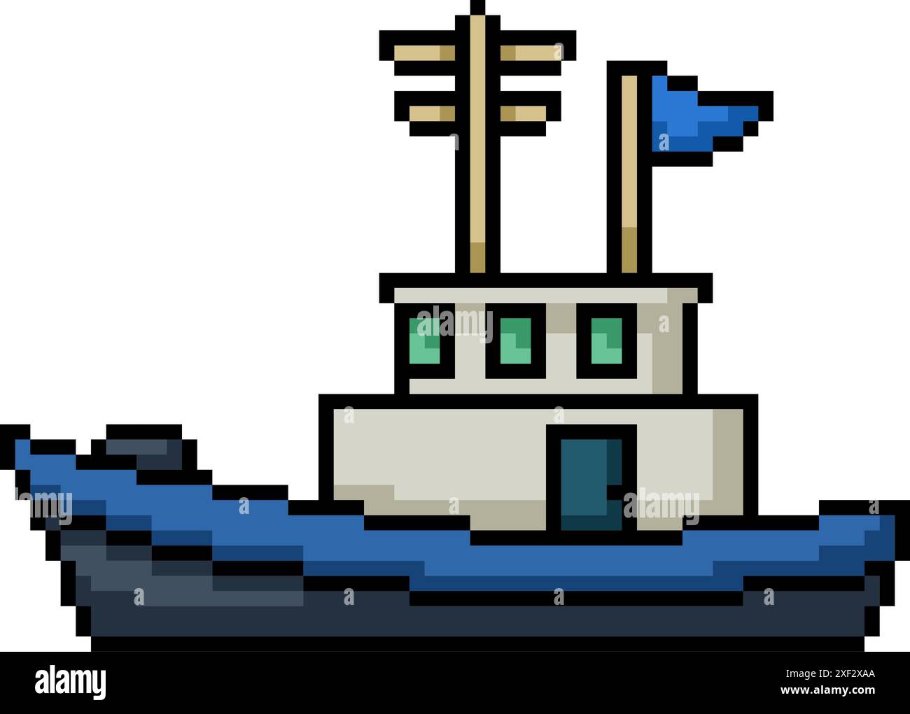 pixel art of blue patrol boat isolated background Stock Vector Image ...