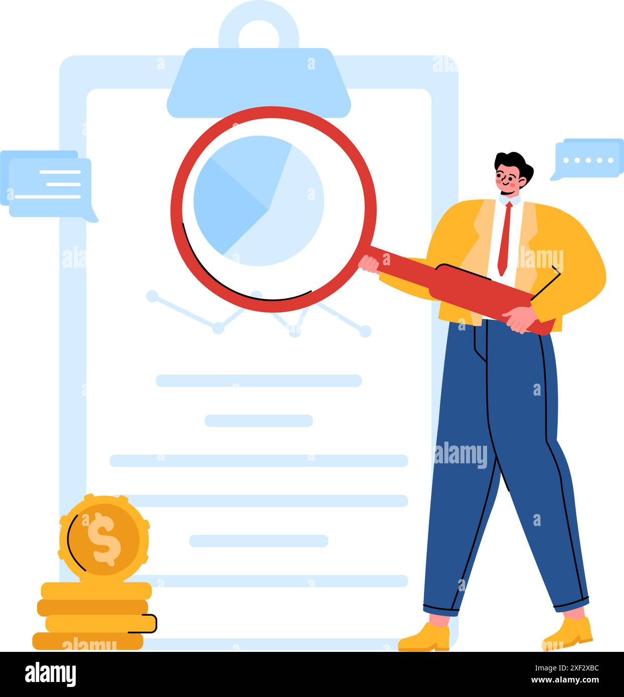 Business Audit Documents Vector Illustration With Charts Accounting Calculations And