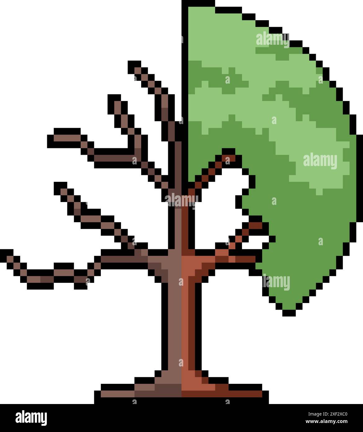 pixel art of tree half dead isolated background Stock Vector Image ...