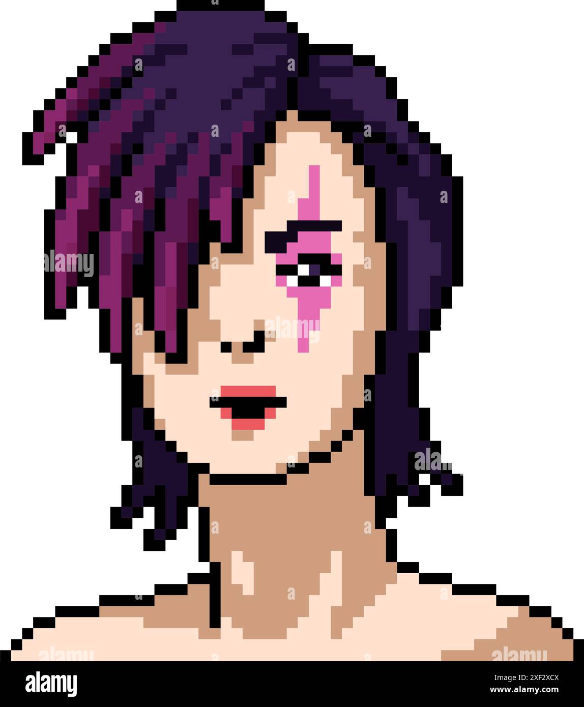 pixel art of emo teenager face isolated background Stock Vector Image ...