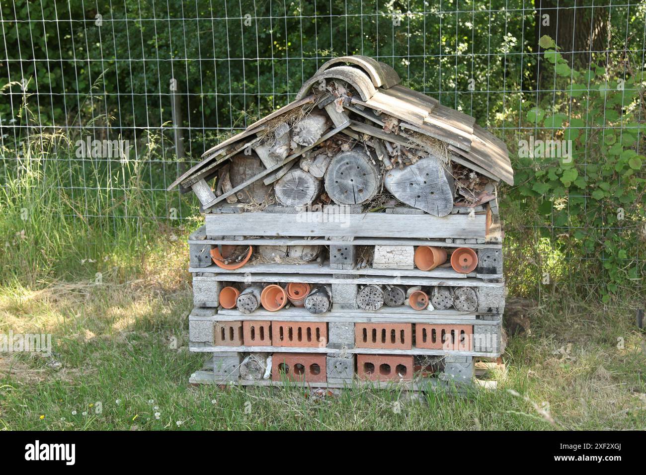 A bug hotel built with mostly natural materials at Langley Vale ...
