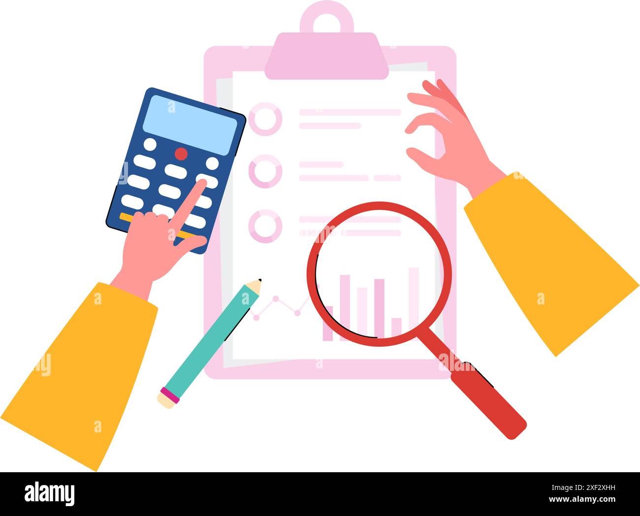Business Audit Documents Vector Illustration with Charts, Accounting ...