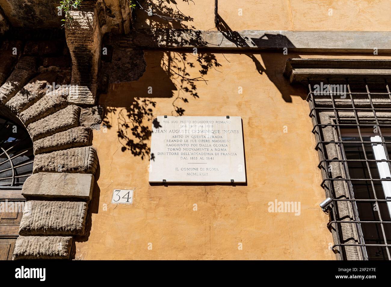 Plaque pointing where the French painter Jean-Auguste Dominique Ingres ...
