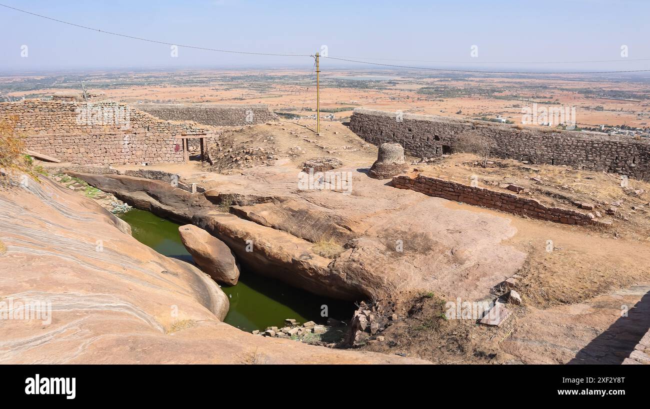 Small water reservoir and fortress of Madakasira Fort, Penukonda ...