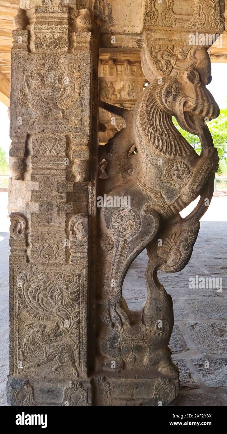 Carving details and yali on pillars of Vimahav Maharaja Sri ...
