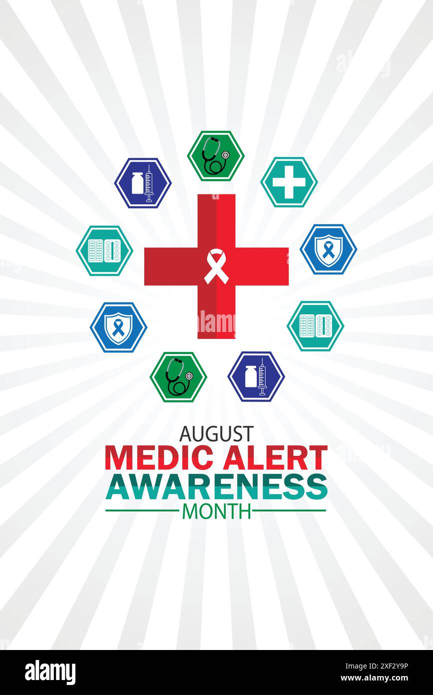 August Medic Alert Awareness Month. Vector illustration. Suitable for ...