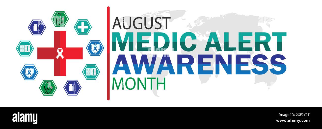 August Medic Alert Awareness Month. Suitable for greeting card, poster ...