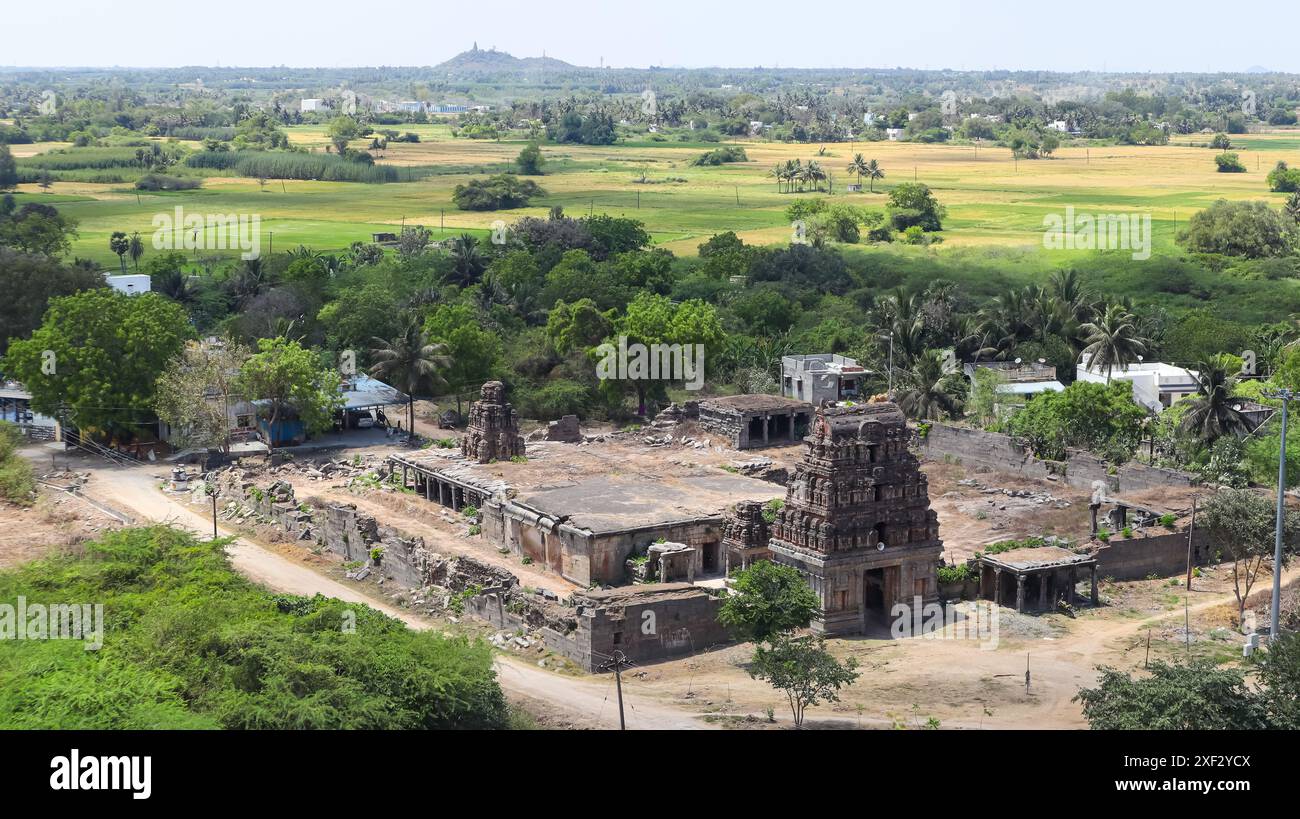 Sri Saleeswarar Temple as seen from the hill, Perumukkal, Tamil Nadu ...