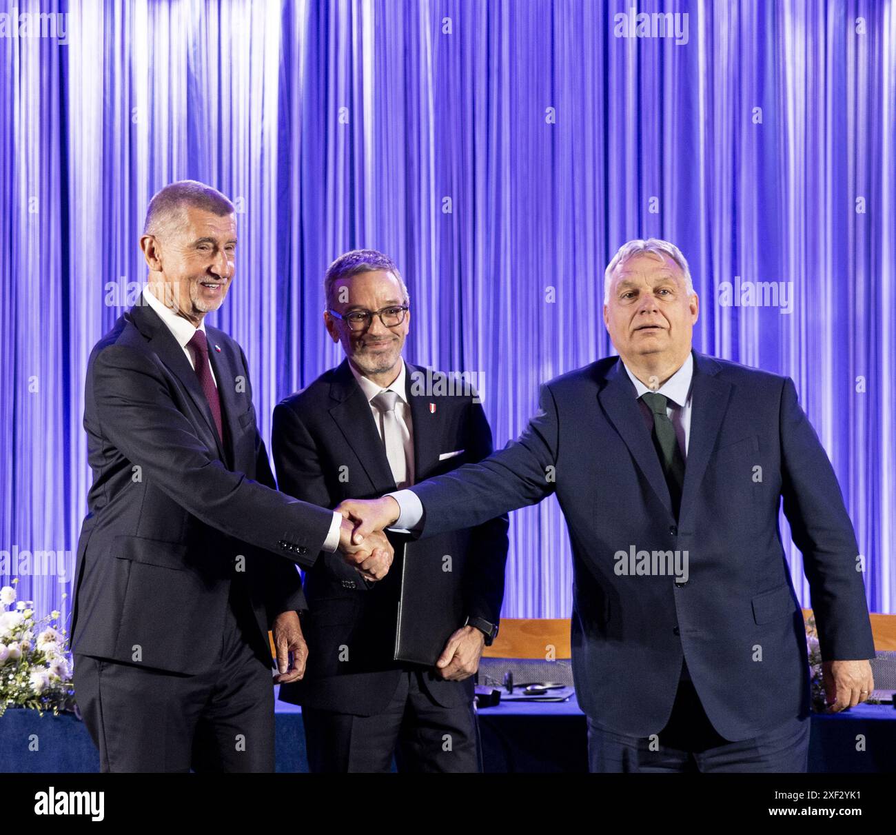 Movement of Disgruntled Citizens (ANO) Chairman Andrej Babis (L ...